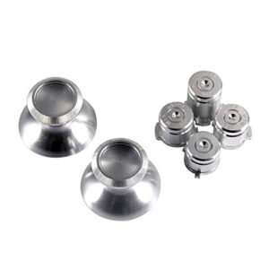 extremerate metal silver alumium alloy thumbsticks bullet abxy mod buttons replacement parts for xbox one standard, for xbox one elite, for xbox one s/x controller