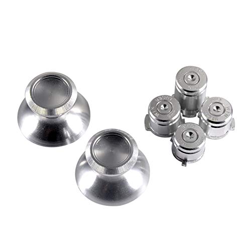 eXtremeRate Metal Silver Alumium Alloy Thumbsticks Bullet ABXY Mod Buttons Replacement Parts for Xbox One Standard, for Xbox One Elite, for Xbox One S/X Controller