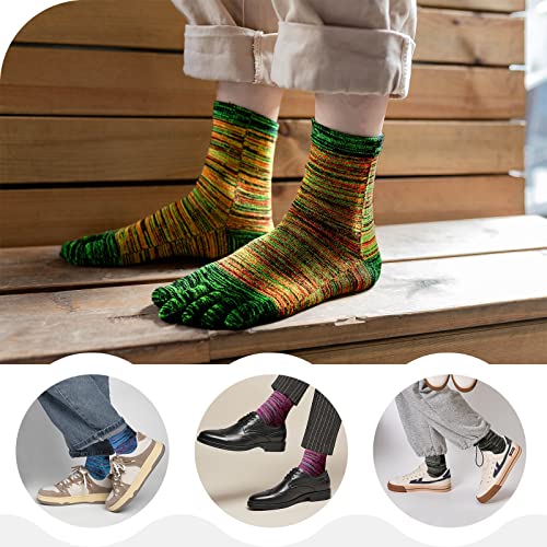 Artfasion Men's Toe Socks Cotton Fun Casual Athletic Running Ankle Five Finger Crew Socks 5 Pair