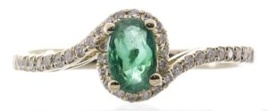 gin & grace 10k yellow gold natural emerald & natural diamond (i1,i2) engagement eternity propose promise ring for women