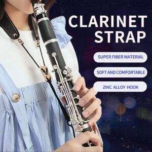 Clarinet Black Neck Strap,Oboe Neck Strap,Super fiber,Zinc Alloy Hook,Musical Instruments Accessories Parts