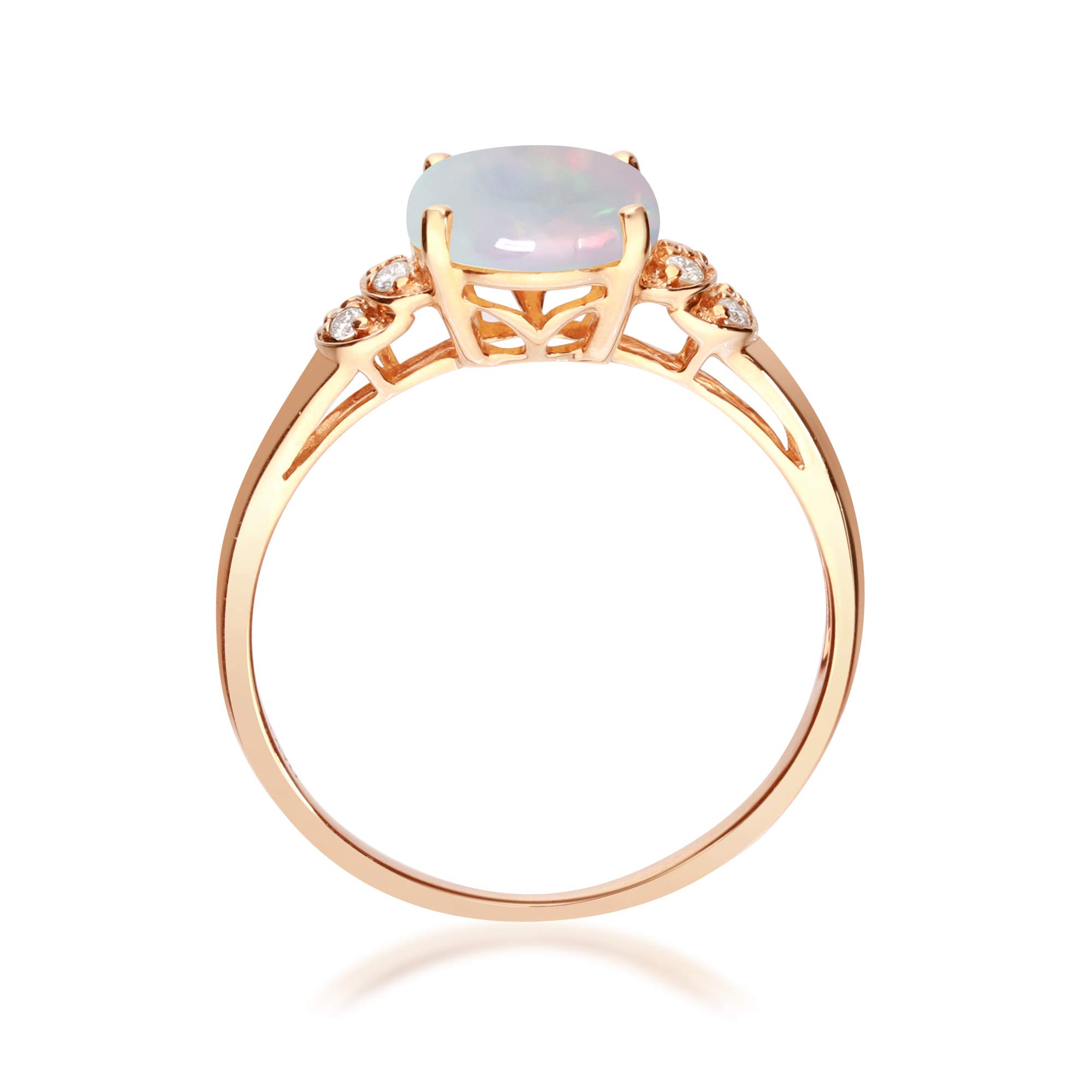 Gin & Grace 10K Rose Gold Natural Opal Diamond (I1,I2) Engagement Propose Promise Ring for Women