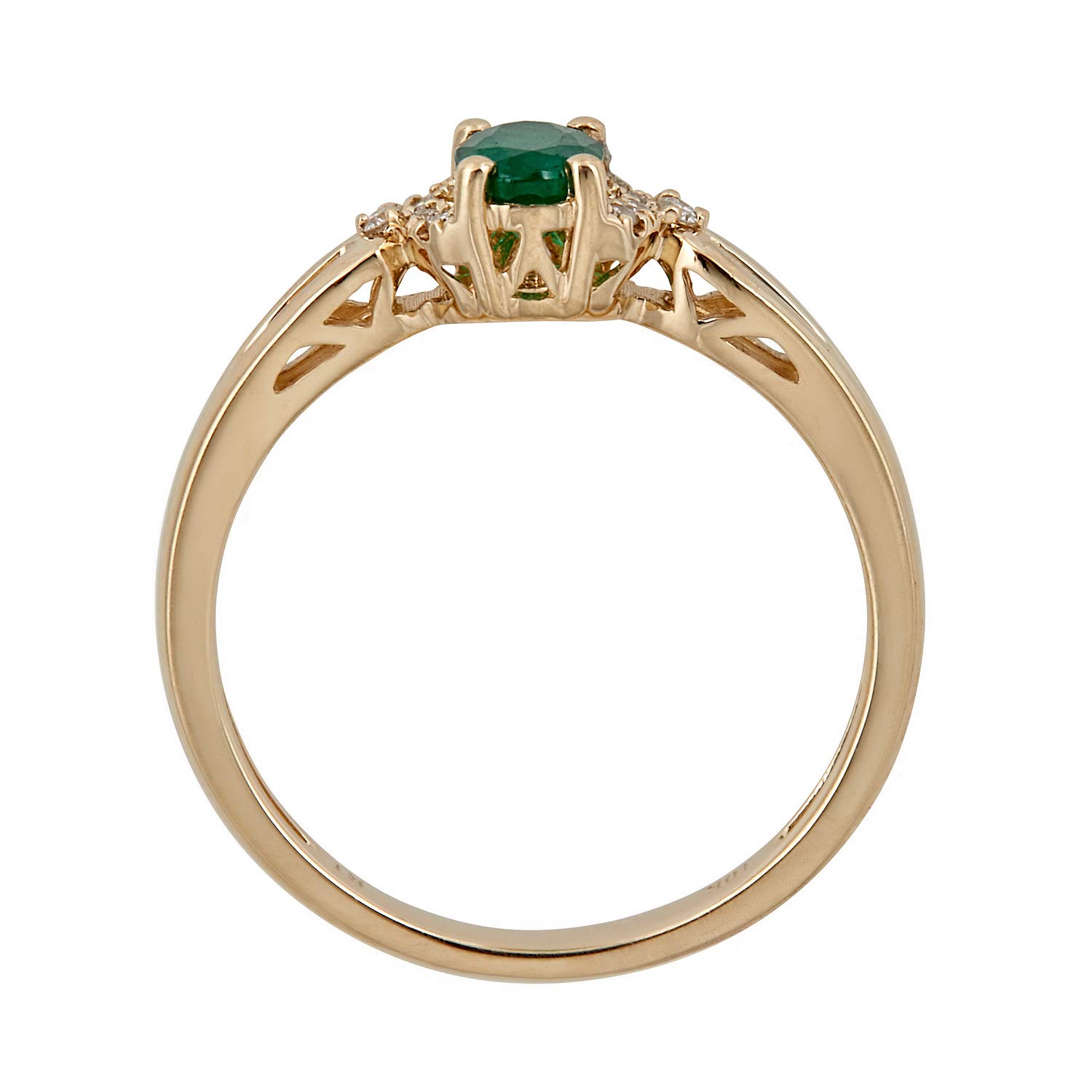 Gin & Grace 10K Yellow Gold Natural Emerald Diamond (I1,I2) Propose Promise Ring for Women