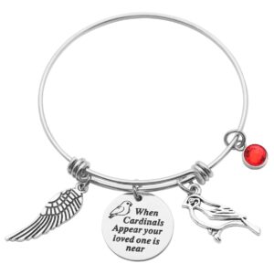 chenva sympathy gift when cardinals appear your loved one is near bracelet cardinal memorial adjustable bangle jewelry gift for her (when cardinals appear your loved one is near bangle)