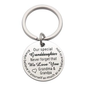 chenva grandparents to granddaughter gifts never forget that we love you keychain inspirational gift for granddaughter (our special granddaughter)