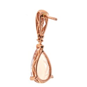 Gin & Grace 10K Rose Gold Genuine Pear Cut Morganite & Natural Diamond Drop Earring for Women