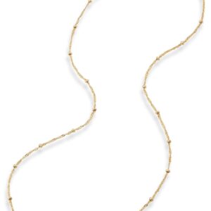 Miabella Italian 18K Gold Over Silver Italian Singapore Bead Chain Station Necklace for Women, Made in Italy (Length 18 Inch (women's average length))