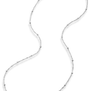 Miabella Italian 925 Sterling Silver Singapore Bead Chain Station Necklace for Women, Made in Italy (30 Inch)