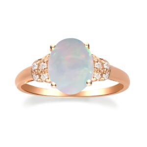 gin & grace 10k rose gold natural opal diamond (i1,i2) engagement propose promise ring for women