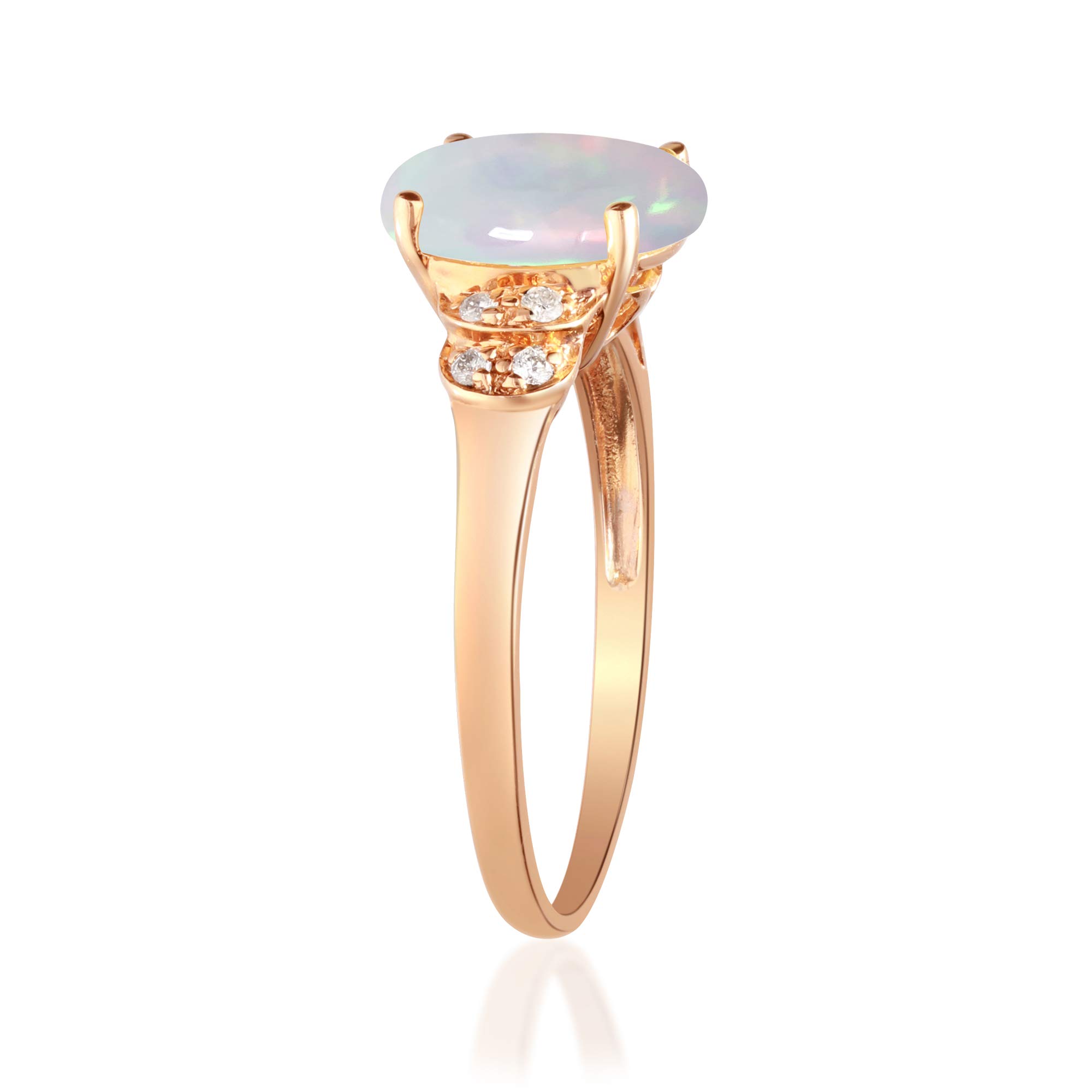 Gin & Grace 10K Rose Gold Natural Opal Diamond (I1,I2) Engagement Propose Promise Ring for Women