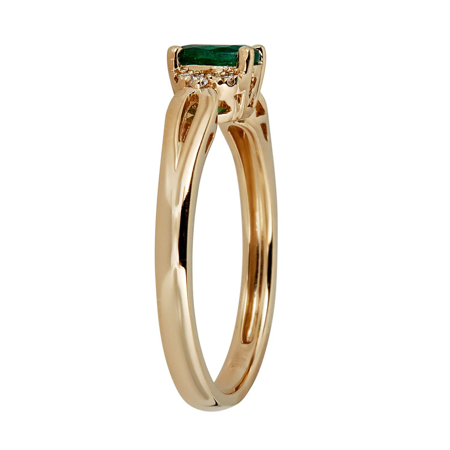 Gin & Grace 10K Yellow Gold Natural Emerald Diamond (I1,I2) Propose Promise Ring for Women