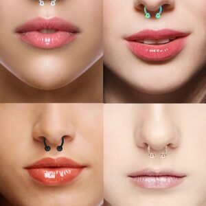 SCERRING 16G Septum Jewelry Nose Hoop Ring Horseshoe Cartilage Daith Tragus Earings Rings Retainer Body Piercing Jewelry 10mm 40PCS Mix Color