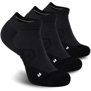 low cut athletic running socks for men & women (3 pairs black, medium)