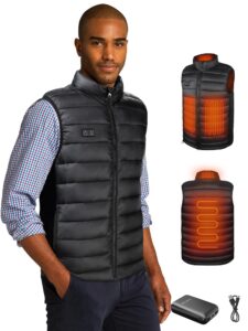 loowoko heated vest for men with battery pack included, rechargeable heated jacket coat electric heating vests for winter