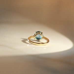 Gin & Grace 10K Yellow Gold Genuine London Blue Topaz Ring with Diamonds for women | Ethically, authentically & organically sourced (Oval-cut) shaped London Blue Topaz hand-crafted jewelry for her…