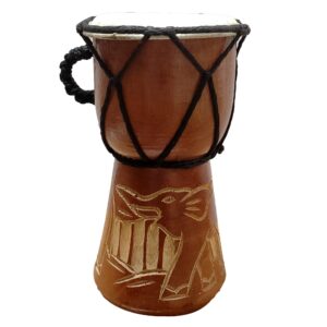 djembe drum carved bongo african inspired music also a unique gifting idea. carver abstract elephant giraffe turtle. (6 inch, elephant)