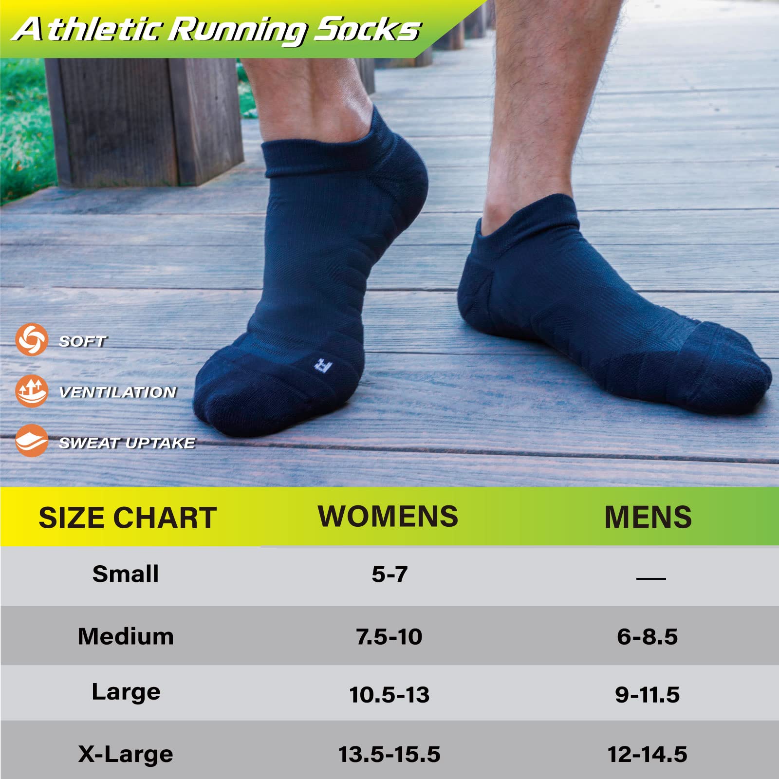 Low Cut Athletic Running Socks for Men & Women (3 Pairs Black, Medium)