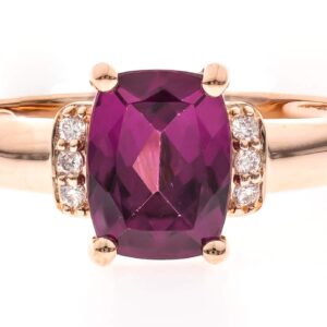 Gin & Grace 10K Rose Gold Purplish Pink Natural Garnet Diamond Ring (I1) with Daily Work Wear Jewelry for Women Gifts for Her