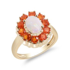 Gin & Grace 14K Yellow Gold Australian Opal Ring for Women | Ethically, authentically & organically sourced (Oval-Cut) Shaped Opal Hand-Crafted Jewelry for her | Opal Ring for Women