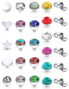 scerring 14g dermal piercing jewelry anchor tops and base titanium microdermals piercing for women men cz ball flat moon star opal heart 3mm 27pcs