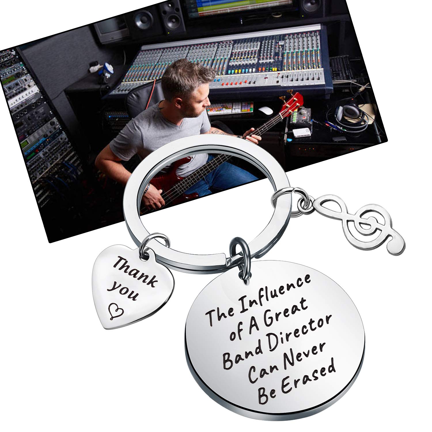 FEELMEM Band Director Gift Music Director Keychain Music Teacher Gift The Influence Of A Great Band Director Can Never Erased Gift for Band Teacher Choir Director (Band Director)