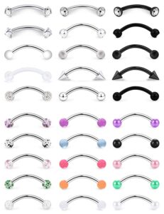 scerring 16g rook earrings eyebrow rings tragus helix daith cartilage earrings lip ring barbell body piercing jewelry retainer 6mm 30pcs mix color