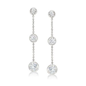 ross-simons 2.00 ct. t.w. bezel-set cz linear drop earrings in sterling silver