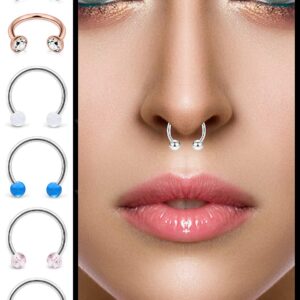 SCERRING 16G Septum Jewelry Nose Hoop Ring Horseshoe Cartilage Daith Tragus Earings Rings Retainer Body Piercing Jewelry 10mm 40PCS Mix Color