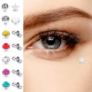 SCERRING 14G Dermal Piercing Jewelry Anchor Tops and Base Titanium Microdermals Piercing for Women Men CZ Ball Flat Moon Star Opal Heart 3mm 27PCS