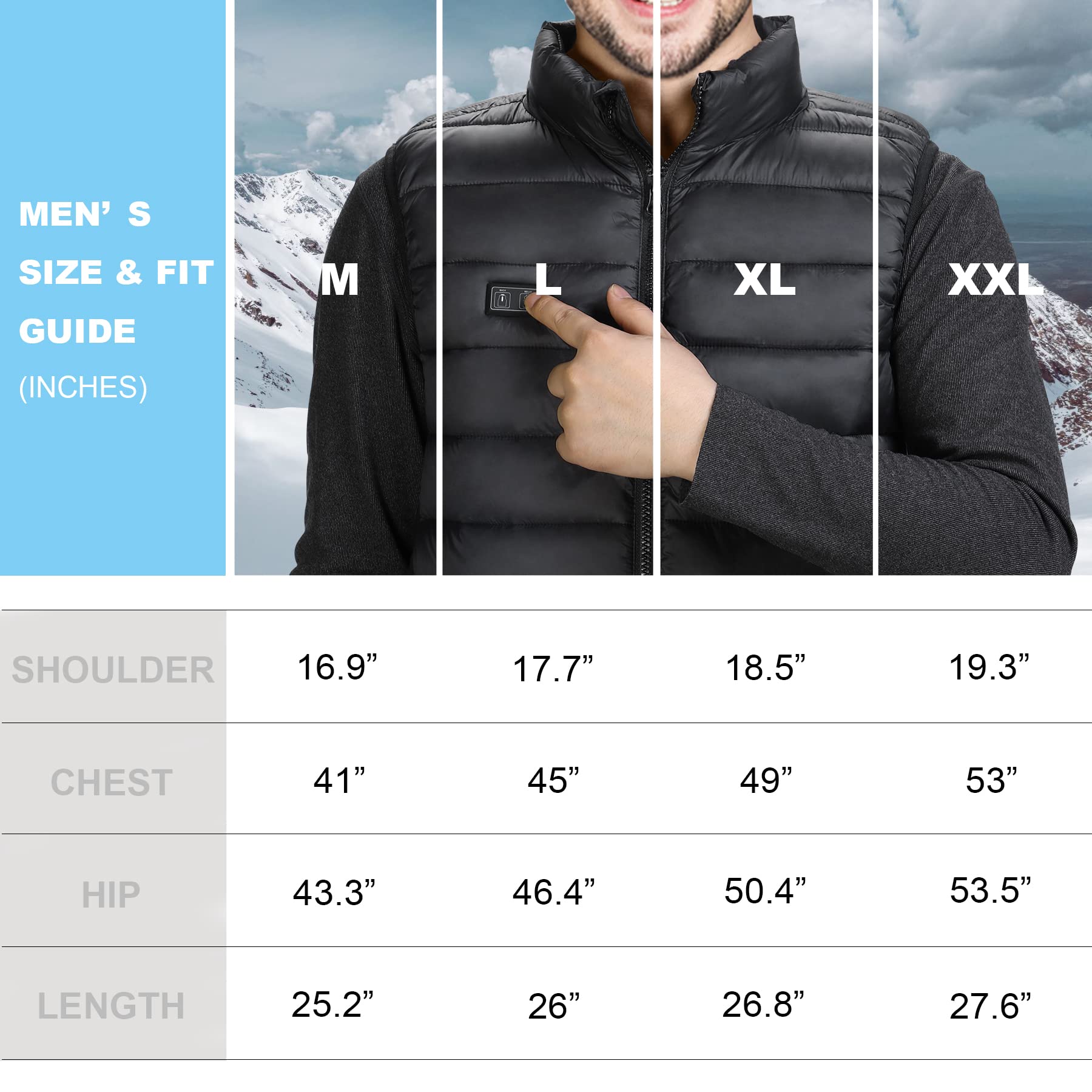 Loowoko Heated Vest for Men with Battery Pack Included, Rechargeable Heated Jacket Coat Electric Heating Vests for Winter