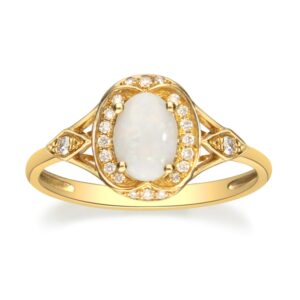 gin & grace 10k yellow gold natural australian opal ring with real diamonds for women | ethically, authentically & organically sourced (oval) shaped opal jewelry for her | opal ring for women