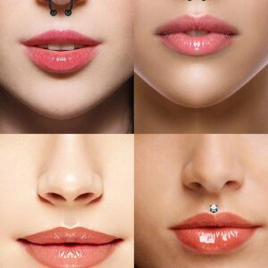 SCERRING 16g Lip Rings Stainless Steel Horseshoe Septum Nose Hoop Labret Monroe Lip Rings Nail Tragus Rook Helix Cartilage Earrings Studs Ring Medusa Piercing Jewelry 38PCS Black