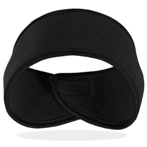 iwtmm ear warmers cover headband for men women, earmuffs winter fleece headbands for running athletic cycling daily wear yoga skiing riding sports fan, black