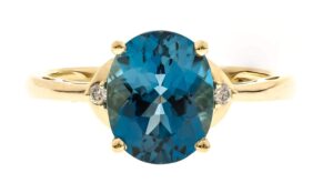 gin & grace 10k yellow gold genuine london blue topaz ring with diamonds for women | ethically, authentically & organically sourced (oval-cut) shaped london blue topaz hand-crafted jewelry for her…