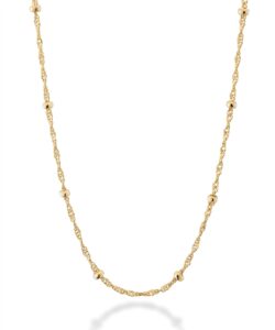 miabella italian 18k gold over silver italian singapore bead chain station necklace for women, made in italy (length 18 inch (women's average length))