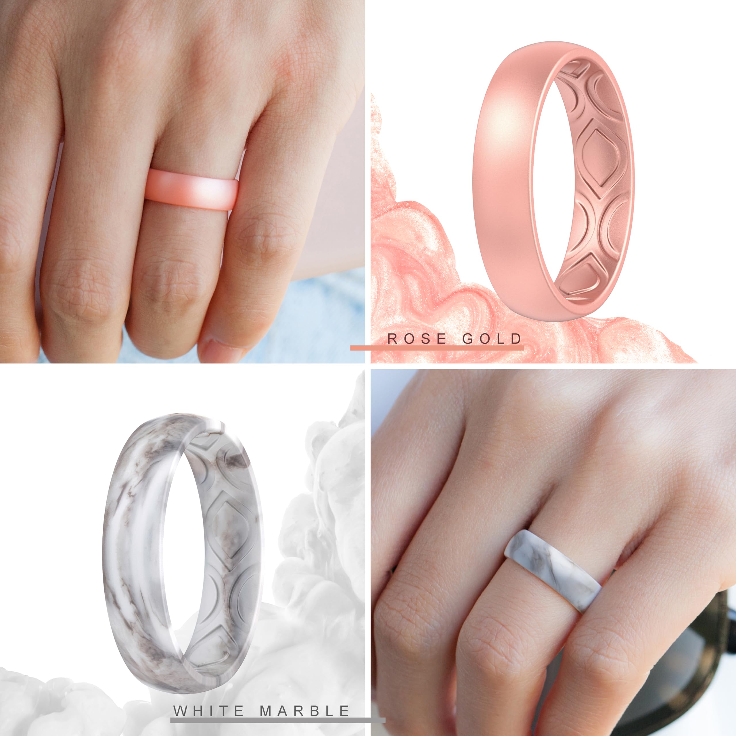 ThunderFit Women Breathable Air Grooves Silicone Wedding Ring Wedding Bands Promise Rings 5.5mm