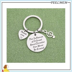 FEELMEM Band Director Gift Music Director Keychain Music Teacher Gift The Influence Of A Great Band Director Can Never Erased Gift for Band Teacher Choir Director (Band Director)