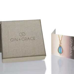 Gin & Grace 10K Rose Gold Natural Opal & Diamond (I1,I2)Stud Earring for Women