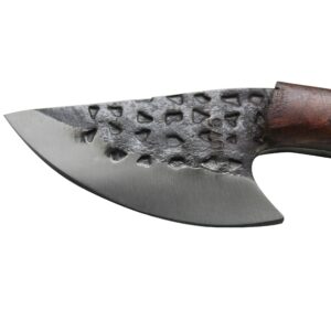 Wild Turkey Handmade Collection 1075 Carbon Steel Full Tang Hunting Knife - Handmade Forged High Carbon Steel Blade with Genuine Leather Sheath (Brown Wood)