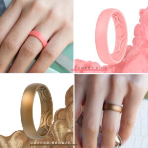 ThunderFit Women Breathable Air Grooves Silicone Wedding Ring Wedding Bands Promise Rings 5.5mm