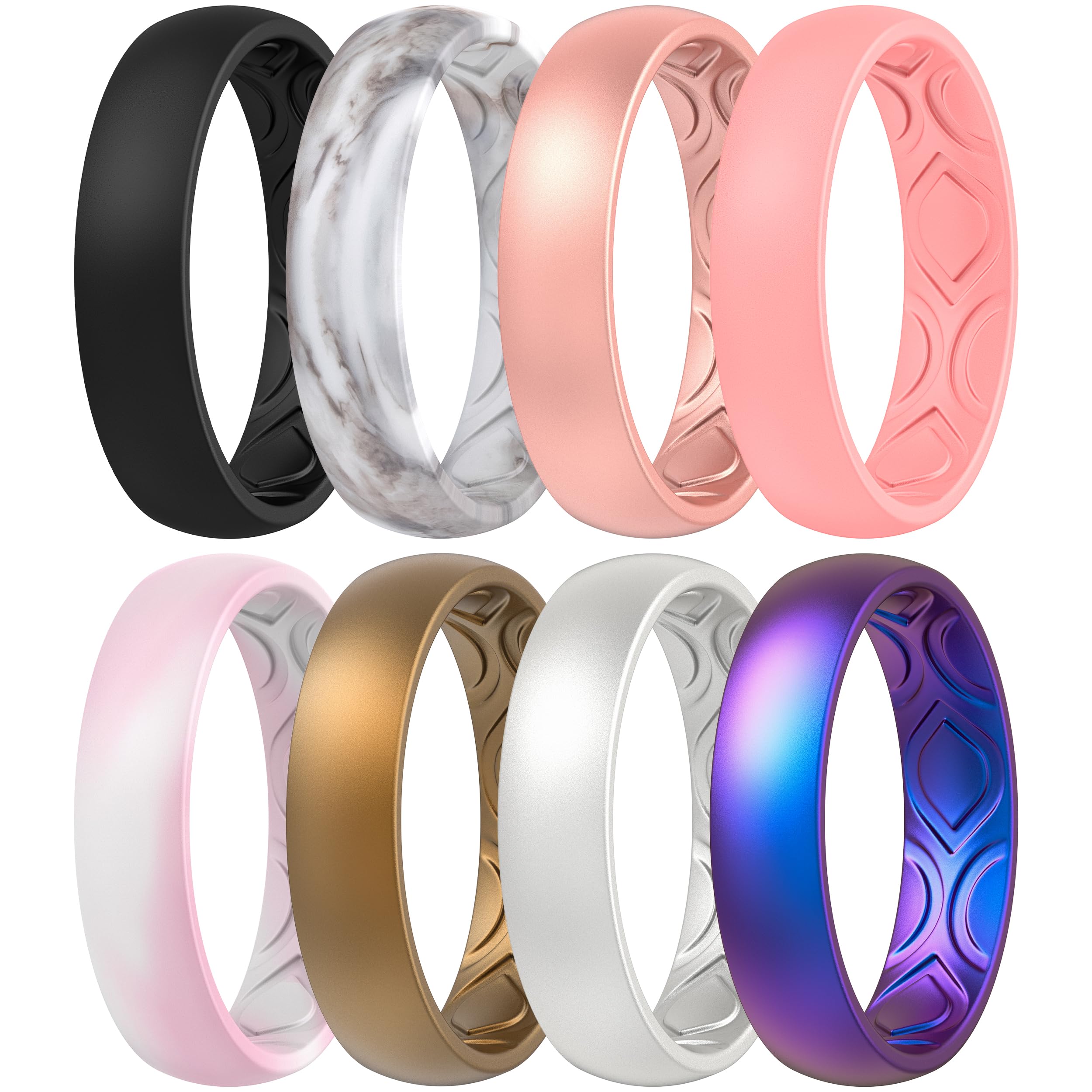 ThunderFit Women Breathable Air Grooves Silicone Wedding Ring Wedding Bands Promise Rings 5.5mm