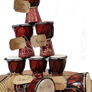 Djembe Drum Carved Bongo African inspired music also a unique gifting idea. Carver Abstract Elephant Giraffe Turtle. (6 Inch, Elephant)