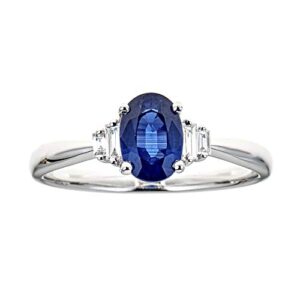 gin & grace 10k white gold genuine blue sapphire with natural diamond (i1-i2) engagement propose promise ring for women