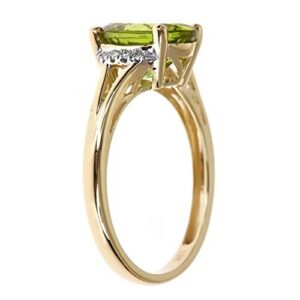 Gin & Grace 10K Yellow Gold Natural Diamond (I1,I2) & Peridot Ring for Women Jewelry Gifts