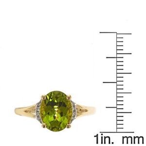 Gin & Grace 10K Yellow Gold Natural Diamond (I1,I2) & Peridot Ring for Women Jewelry Gifts