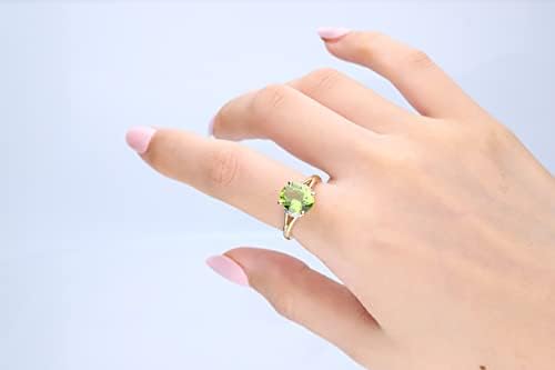 Gin & Grace 10K Yellow Gold Natural Diamond (I1,I2) & Peridot Ring for Women Jewelry Gifts