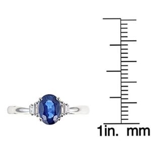 Gin & Grace 10K White Gold Genuine Blue Sapphire with Natural Diamond (I1-I2) Engagement Propose Promise Ring for Women