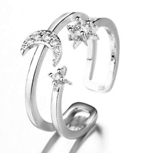 tafeily 925 sterling silver cz sun moon star rings for women and girls men open rings adjustable rings