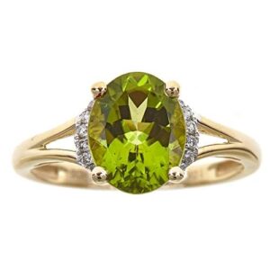 gin & grace 10k yellow gold natural diamond (i1,i2) & peridot ring for women jewelry gifts