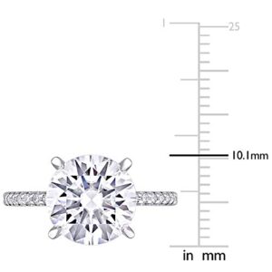 Abbie+Cleo Women's Round Statement Moissanite Ring - White Gold Ring for Women - Anillo de Mujer - Engagement Ring - 10K White Gold Ring (size 7)